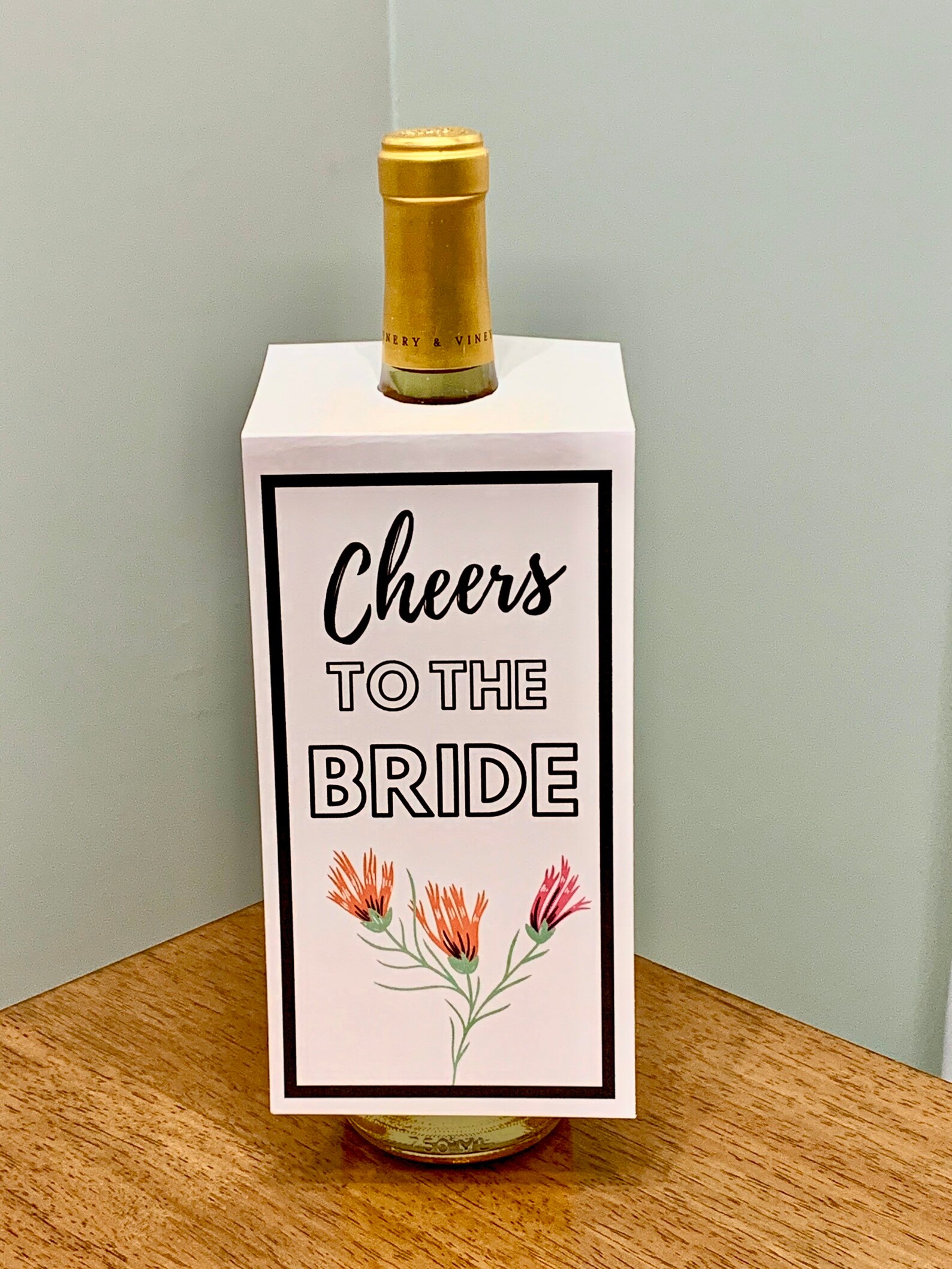 Cheers to the Bride Printable Wine Bottle Tag Bride to Be Bridal Shower ...