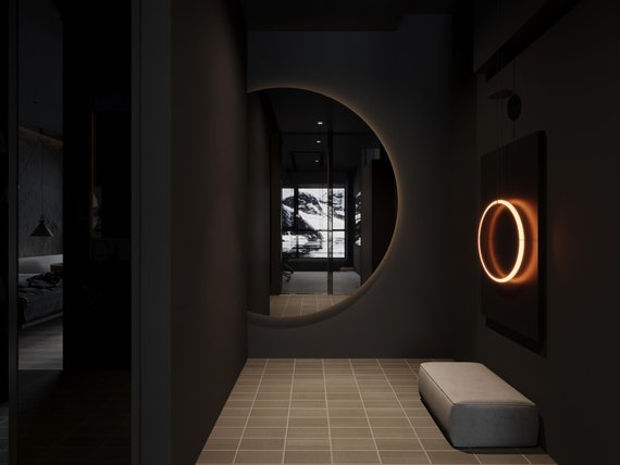 Semi-round Mirror SKOOP With Lighting - Etsy