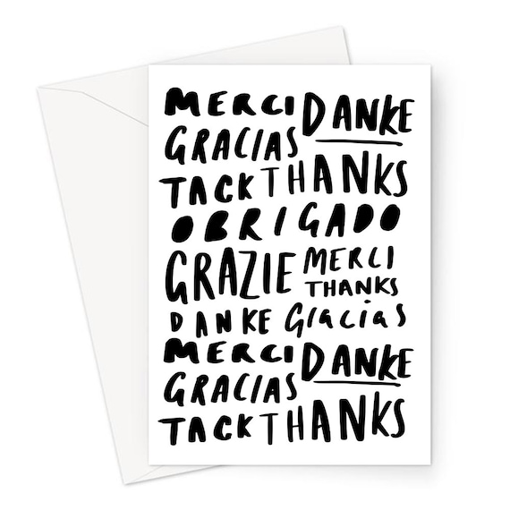 Thanks Word Art Greeting Card Funny Thanks Synonym - Etsy