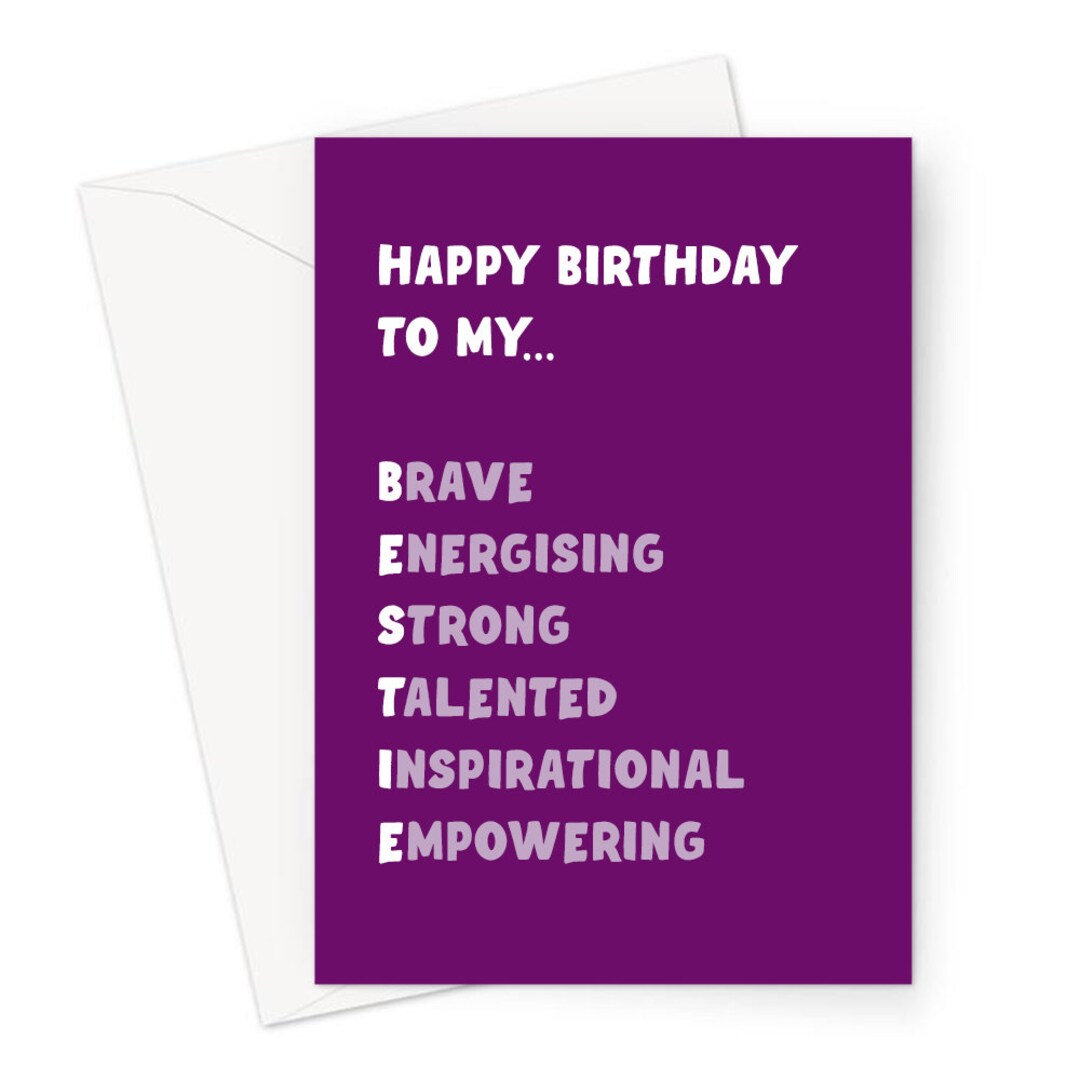 Happy Birthday To My Bestie Acronym Greeting Card | Colourful ...