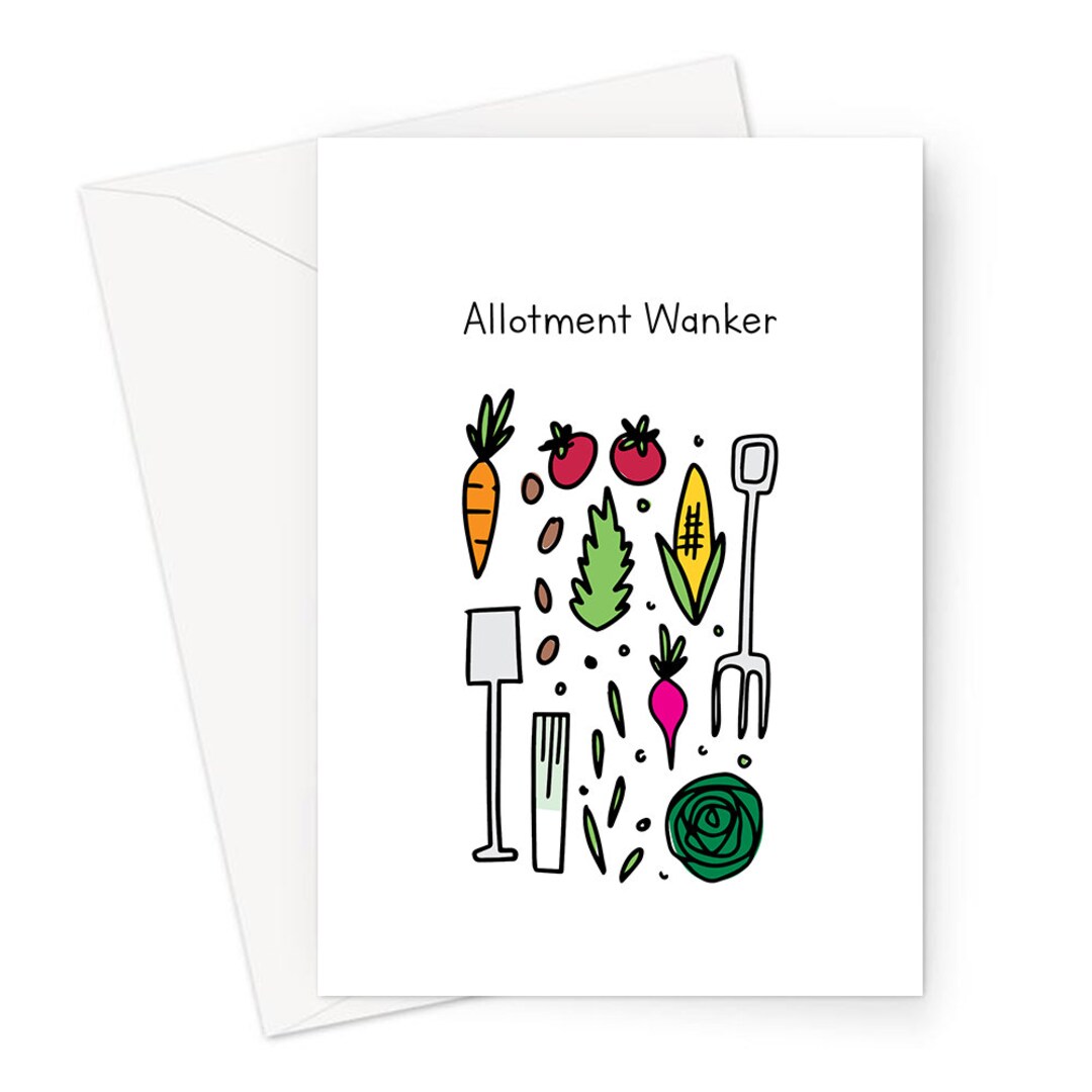 Allotment Wanker Greeting Card |Giant A4 or Standard Deadpan Doodle ...