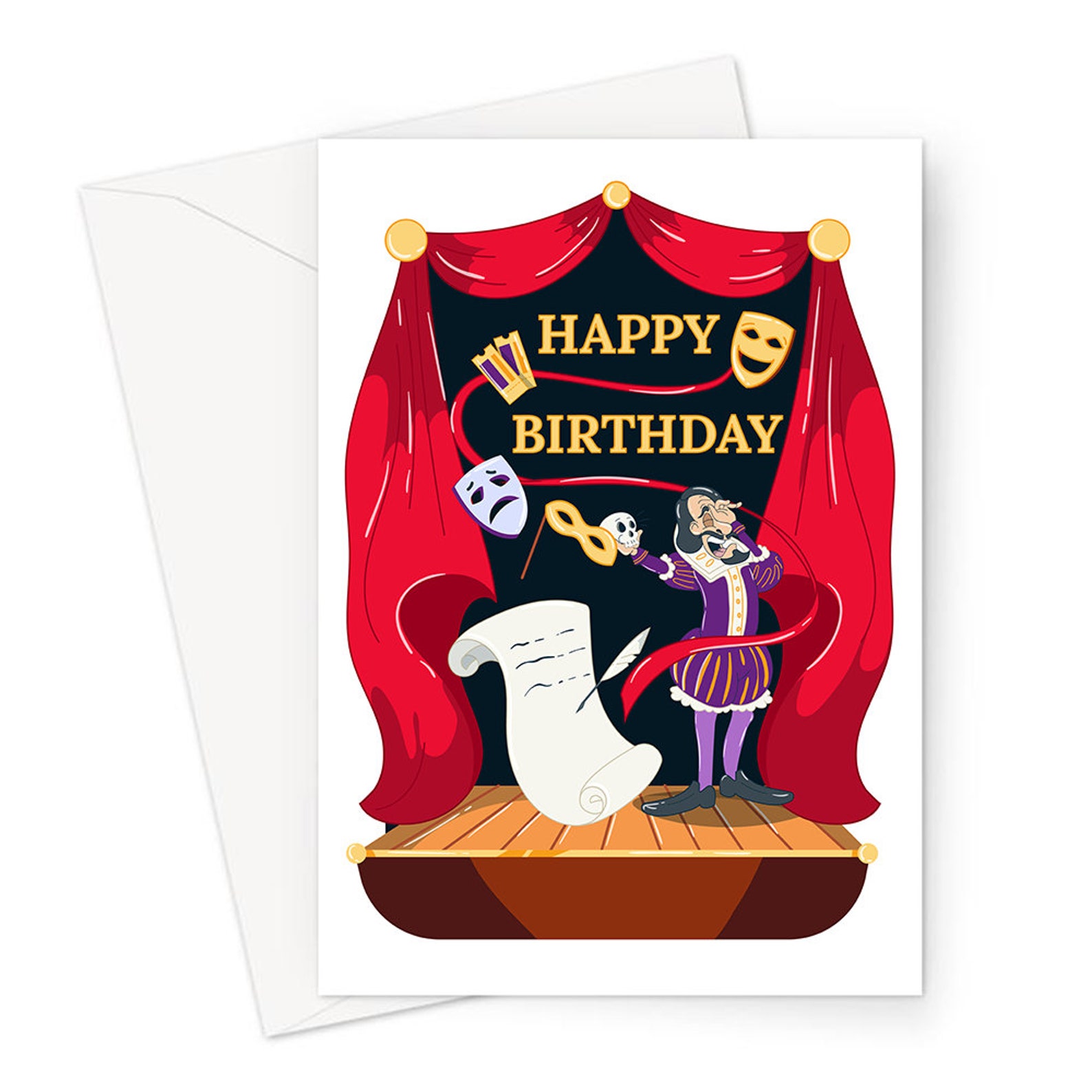 Happy Birthday Theatre Greeting Card Shakespeare on Stage - Etsy UK