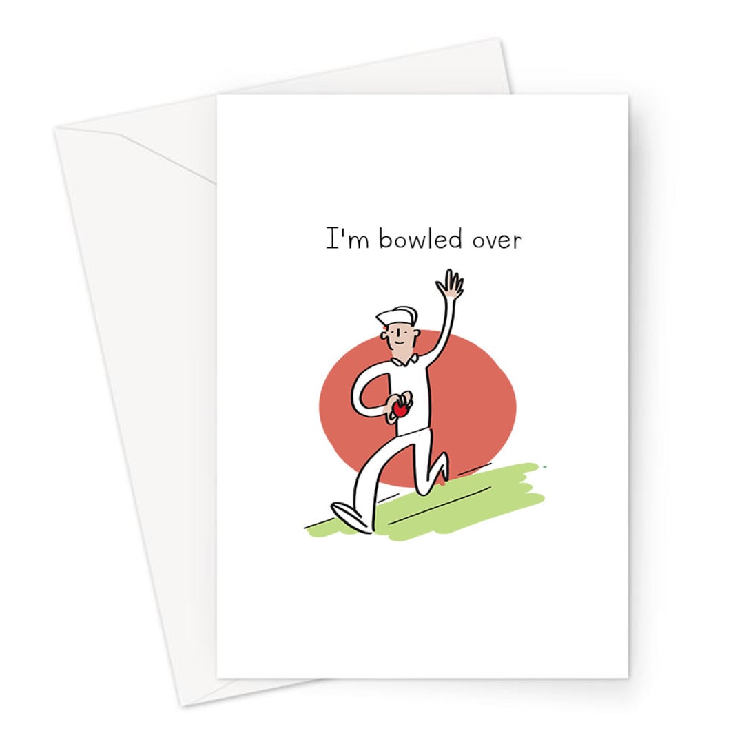 I'm Bowled Over Greeting Card | Giant A4 or Standard Hand Illustrated ...