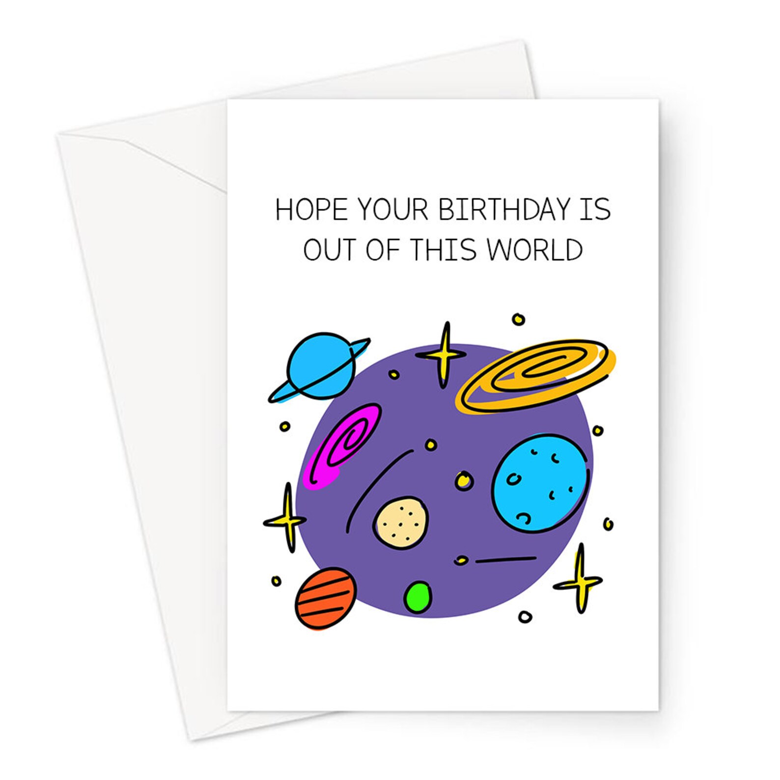Hope Your Birthday is Out of This World Greeting Card Space | Etsy