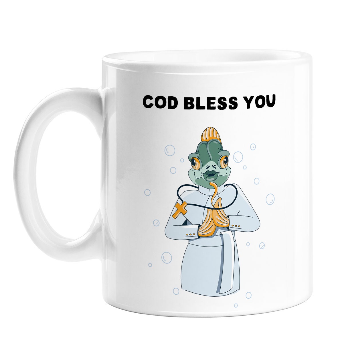 Cod Bless You Mug Funny Fish Pun Coffee Mug for Him or Her, Hand ...