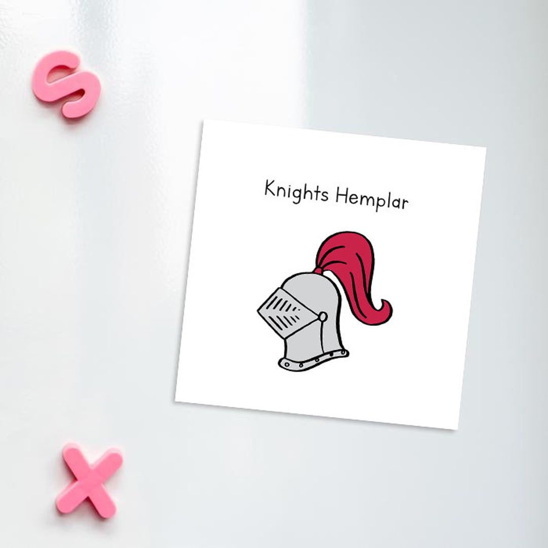 Knights Hemplar Doodle Fridge Magnet Funny Knights Templar Stoner Gift ...
