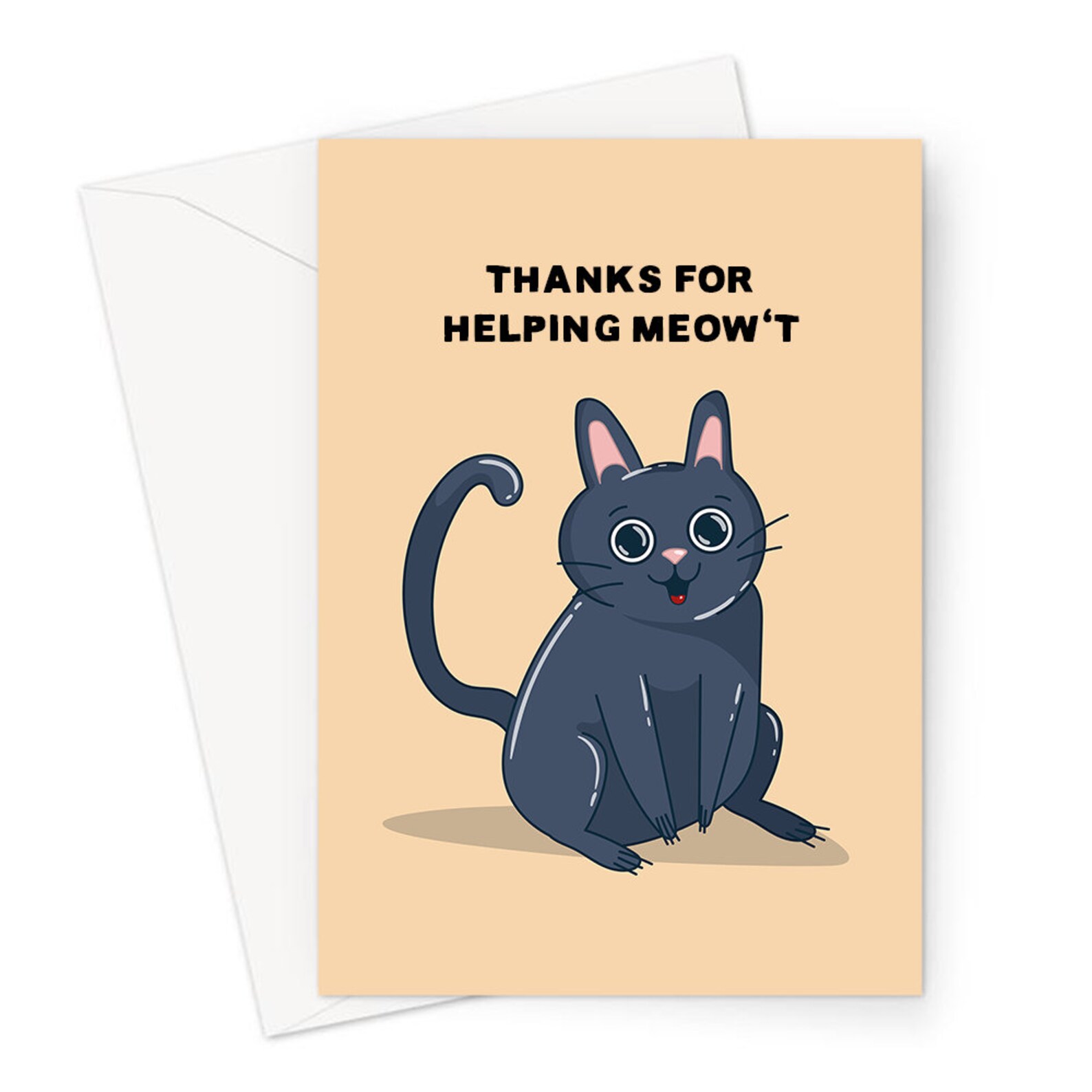 Thanks For Helping Meow't Greeting Card Funny Cat Pun | Etsy