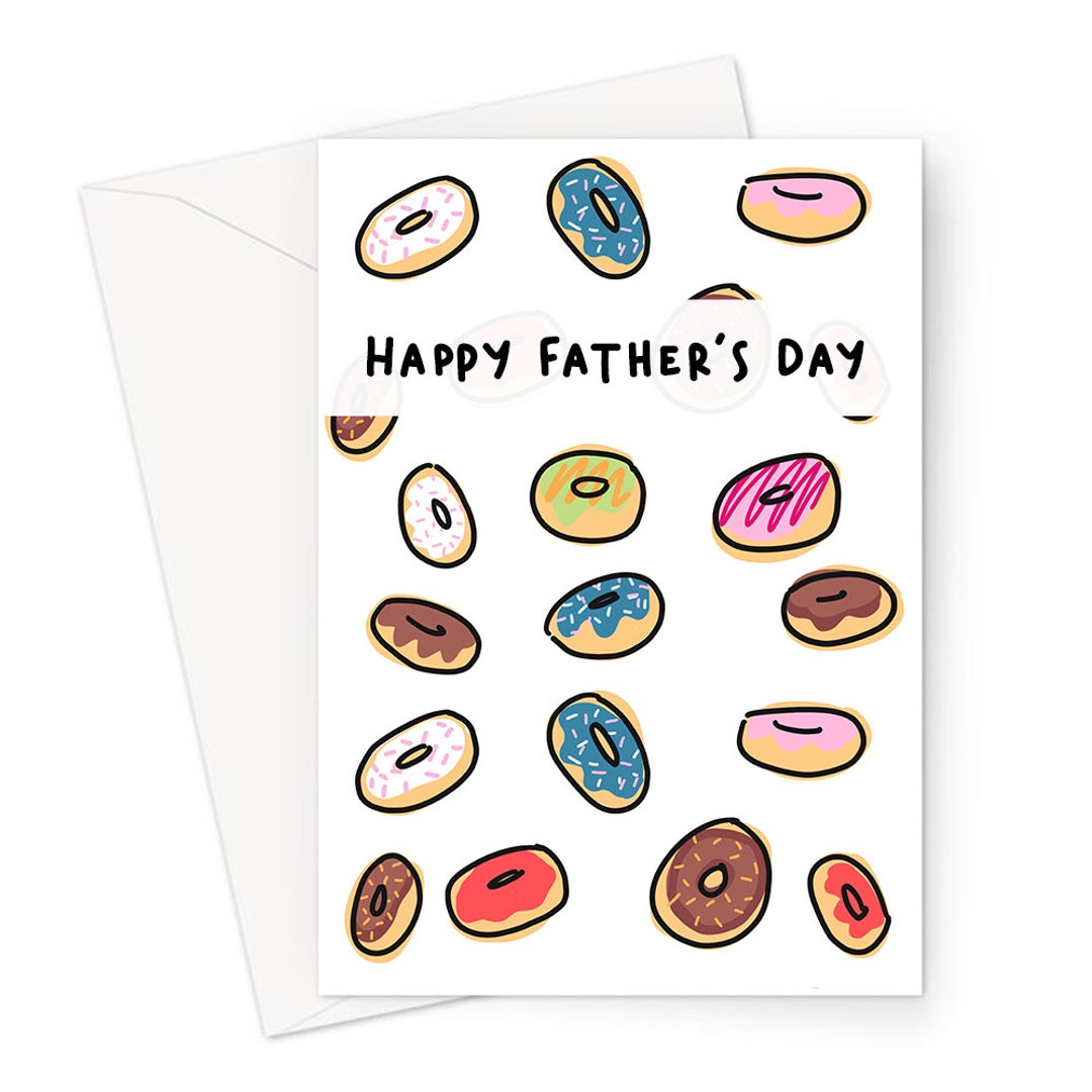 Donuts Happy Fathers Day Greeting Card | Different Coloured Glazed ...