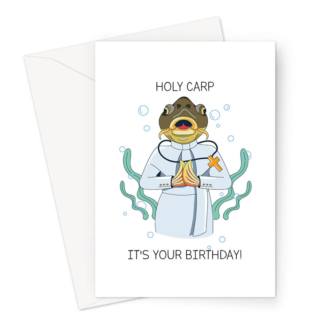 Holy Carp It's Your Birthday Greeting Card Carp Pun Birthday Card, Carp ...
