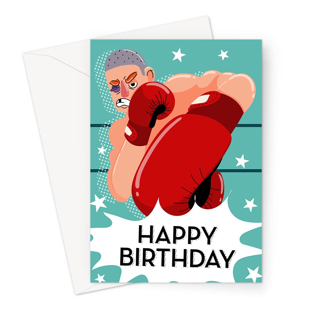 Happy Birthday Boxing Greeting Card Man With Black Eye in Boxing Gloves ...
