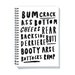 Bum Word Art A5 Notebook | Funny Rude Typography Monochrome Journal ...