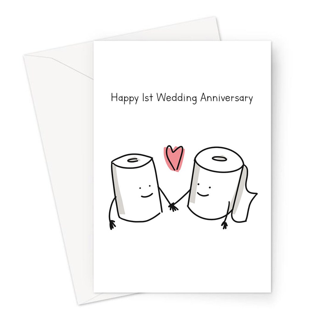 Happy 1st Wedding Anniversary Greeting Card | Paper Wedding Anniversary ...