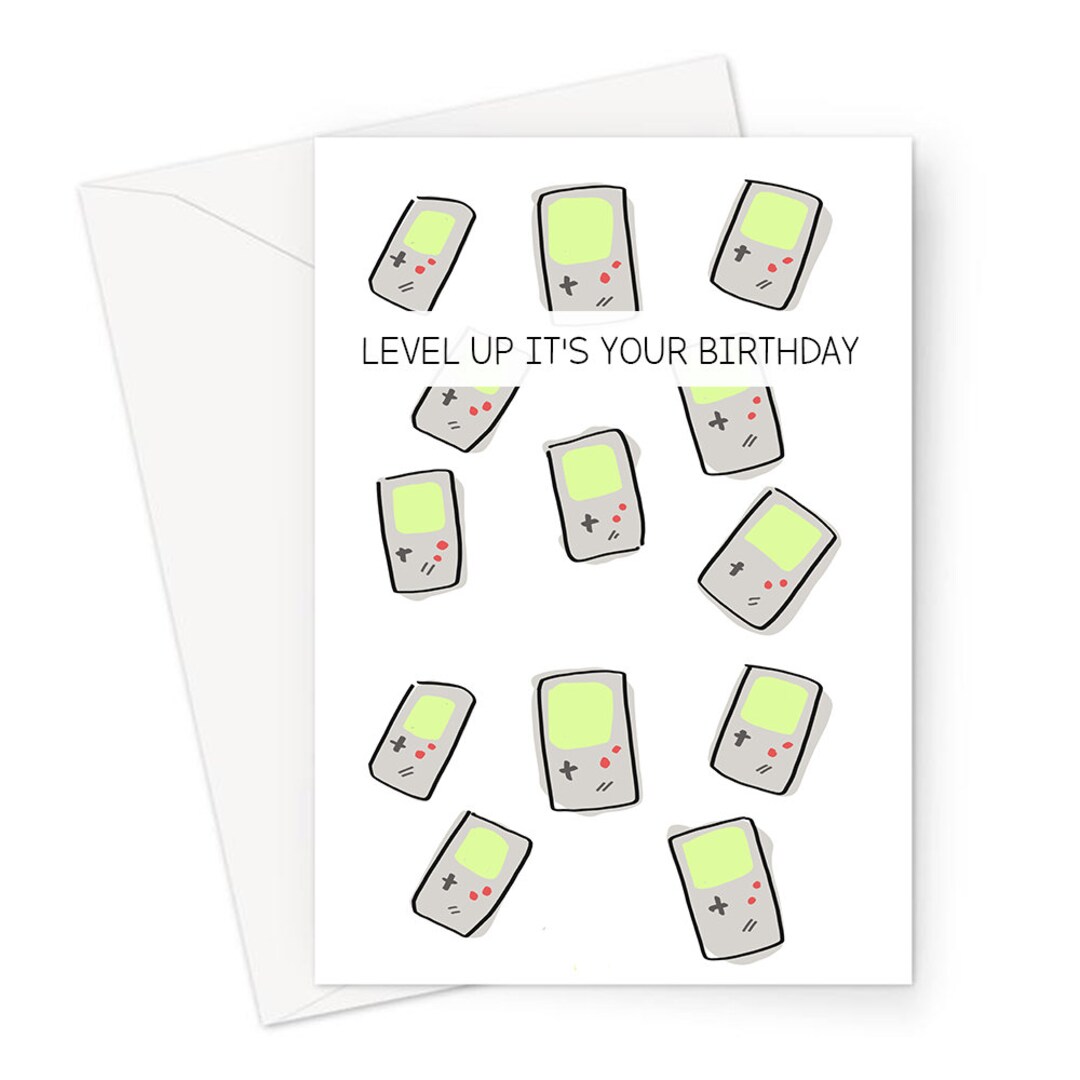 Level up It's Your Birthday Greeting Card Gaming Pun Birthday Card ...