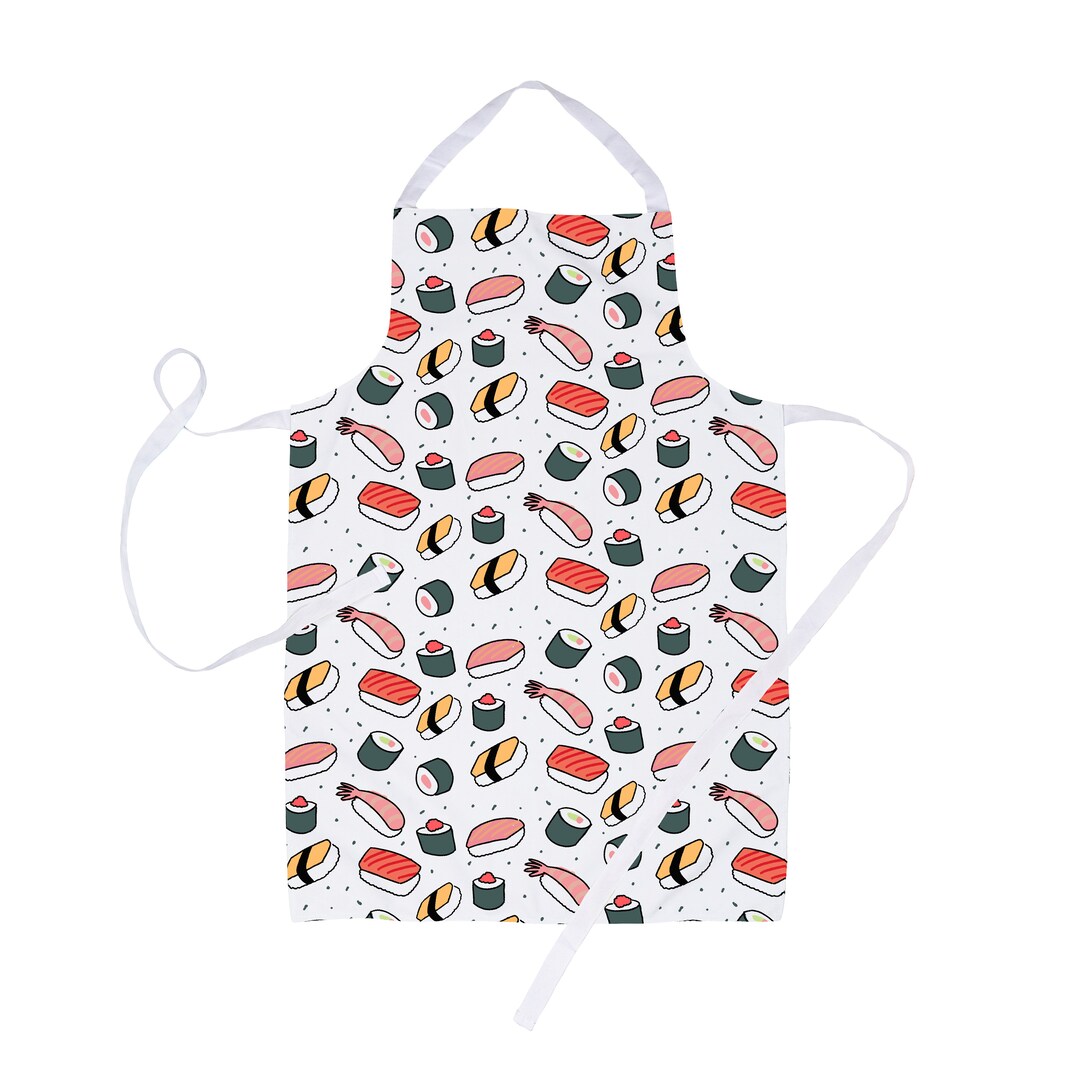 Sushi Print Apron | Different Sushi Bites Print Cooking Apron, Salmon ...
