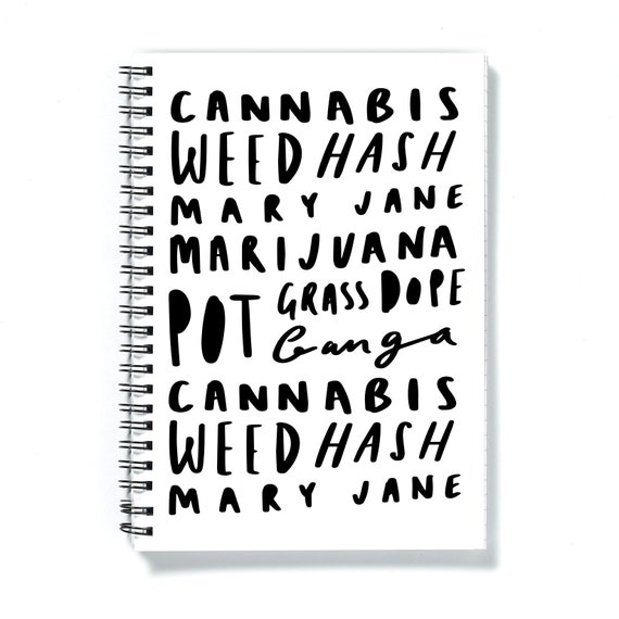 Weed Word Art A5 Notebook Funny Weed Typography Monochrome | Etsy