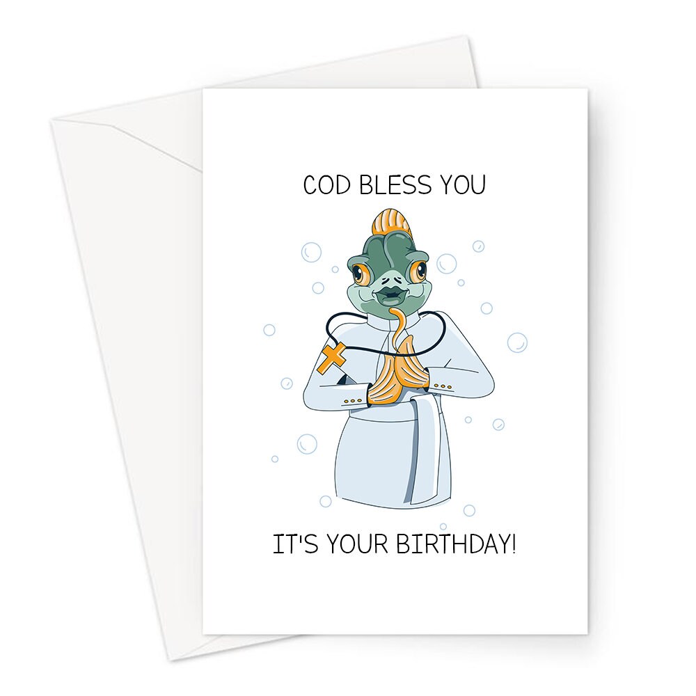 Cod Bless You It's Your Birthday Greeting Card | Cod Pun Birthday Card ...