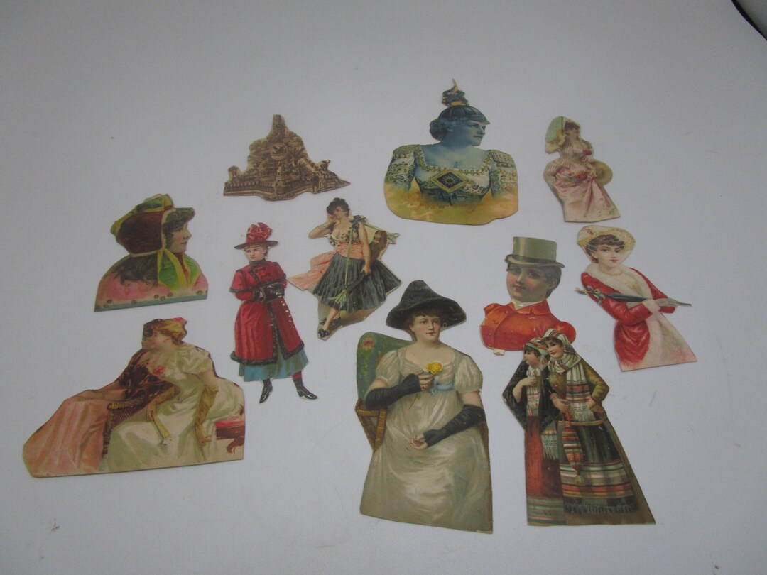 19th Century Lot of 11 Antique Victorian Cut Outs Trade Cards Great for ...