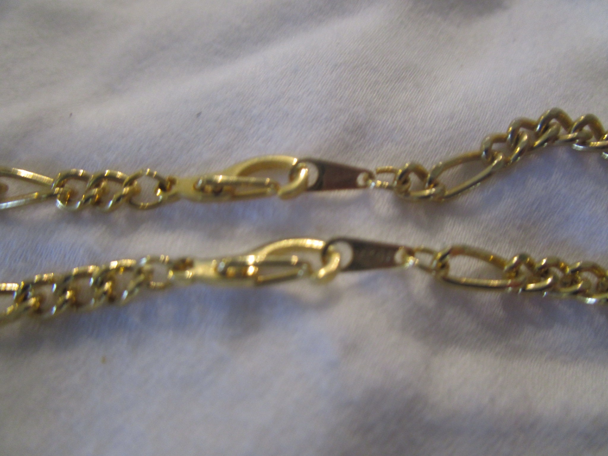 Vtg 14K Gold Plated Matching Necklace & Bracelet Odd Link Chains - Etsy