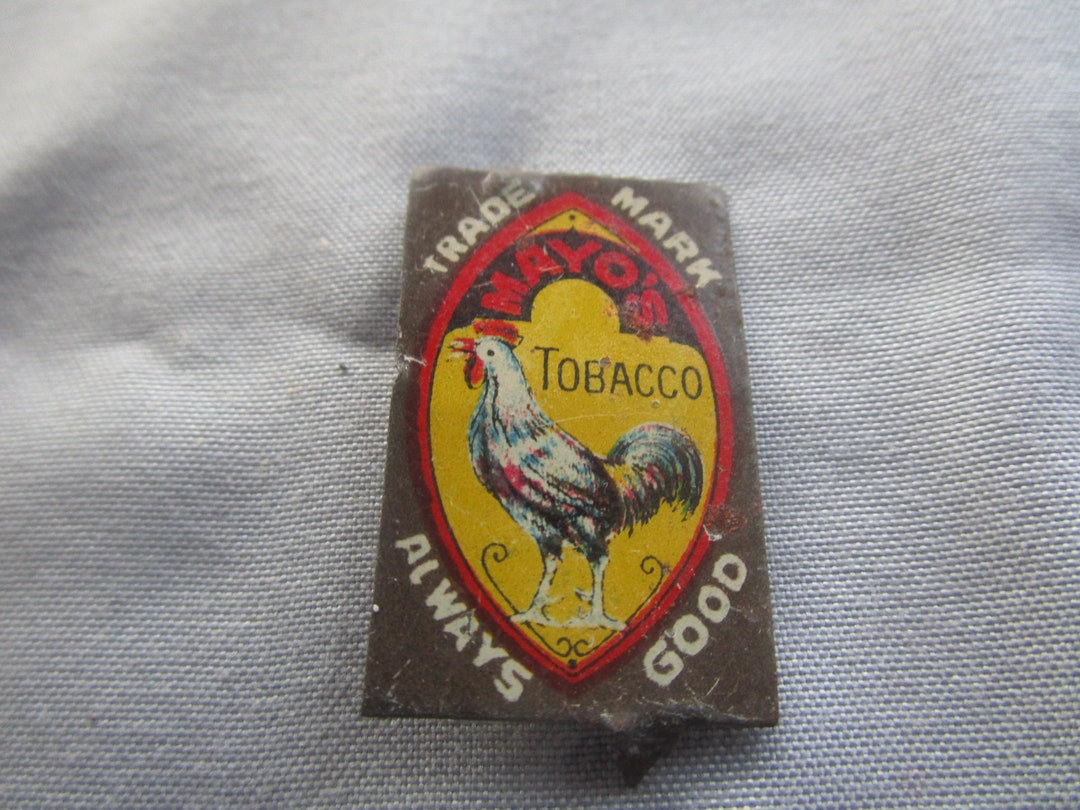 19th C Antique Advertising Tin Tobacco Tag Mayo's Tobacco Rooster - Etsy
