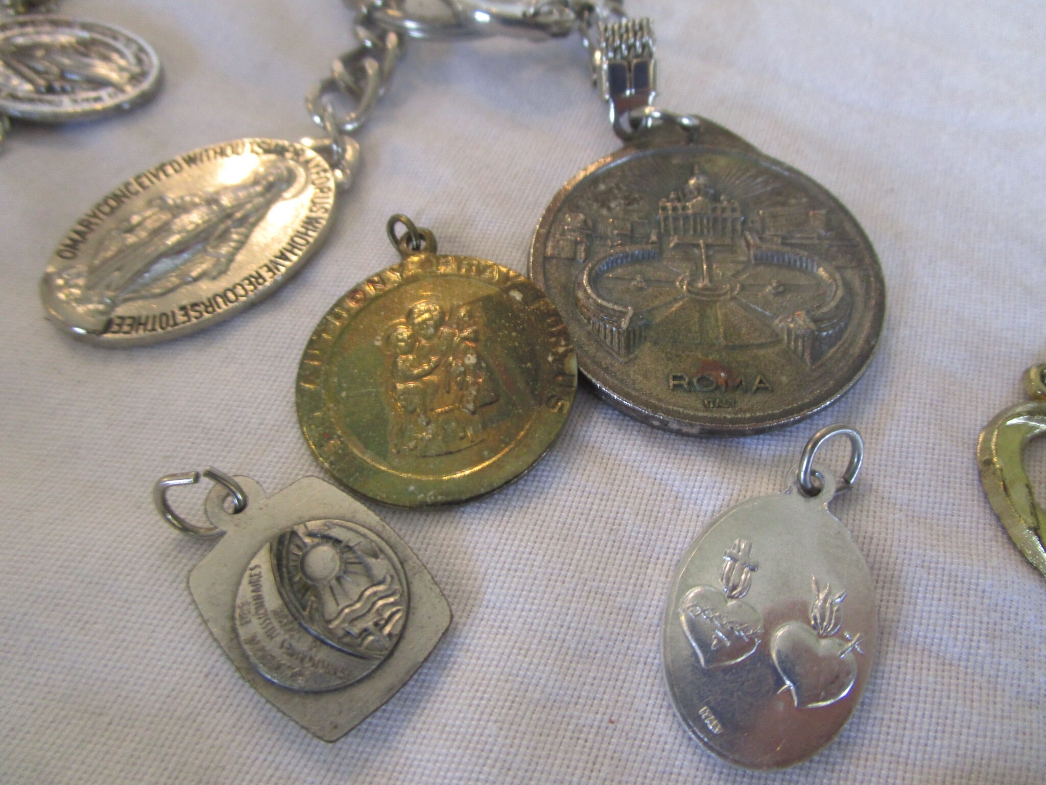 Large Lot Catholic Souvenir Items Medals Keychains Bracelet and More - Etsy
