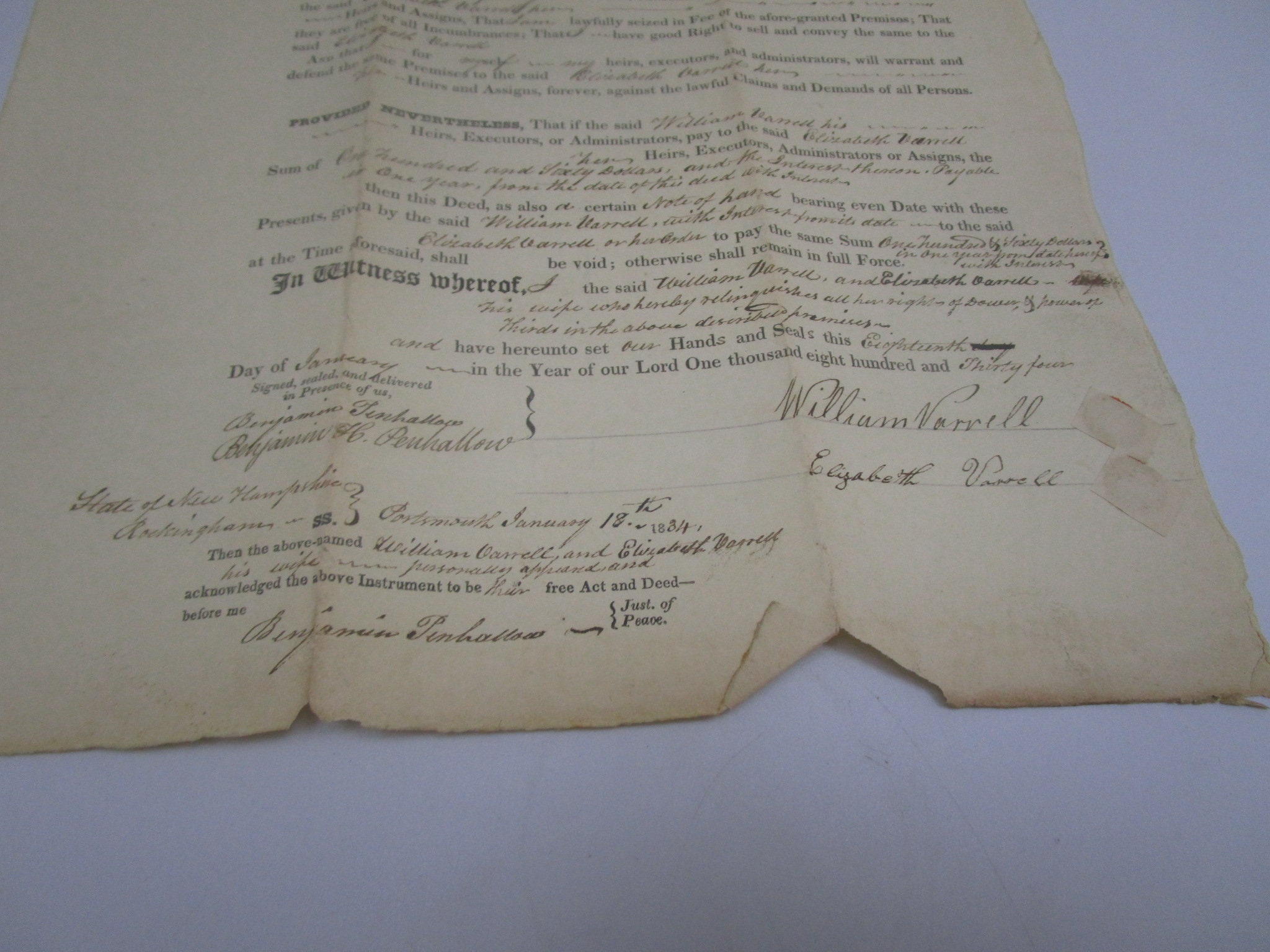 1834 Land Deed Mostly Hand Written Rockingham County New Hampshire - Etsy