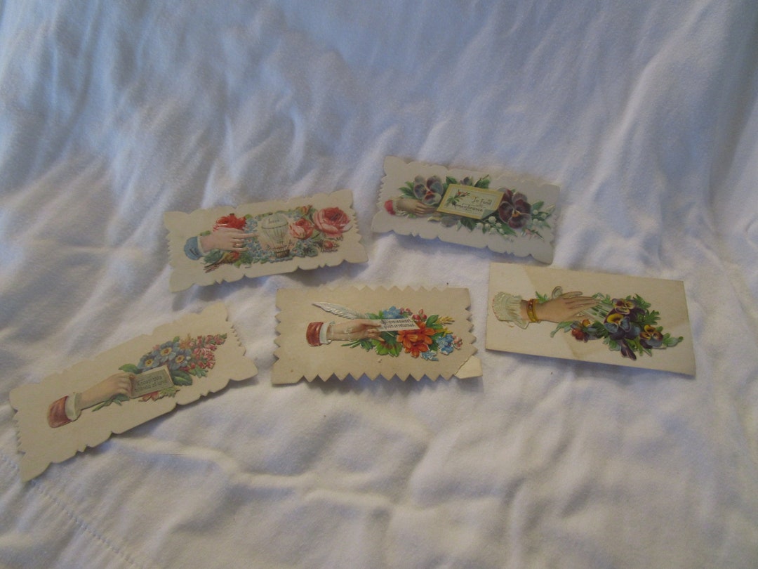 19th Century Victorian Colorful Calling Card Lot of 5 - Etsy