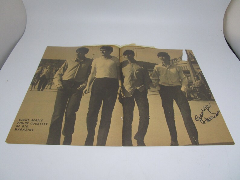 1964 Dig Magazine Giant Beatle Pinup George Harrison Autograph - Etsy