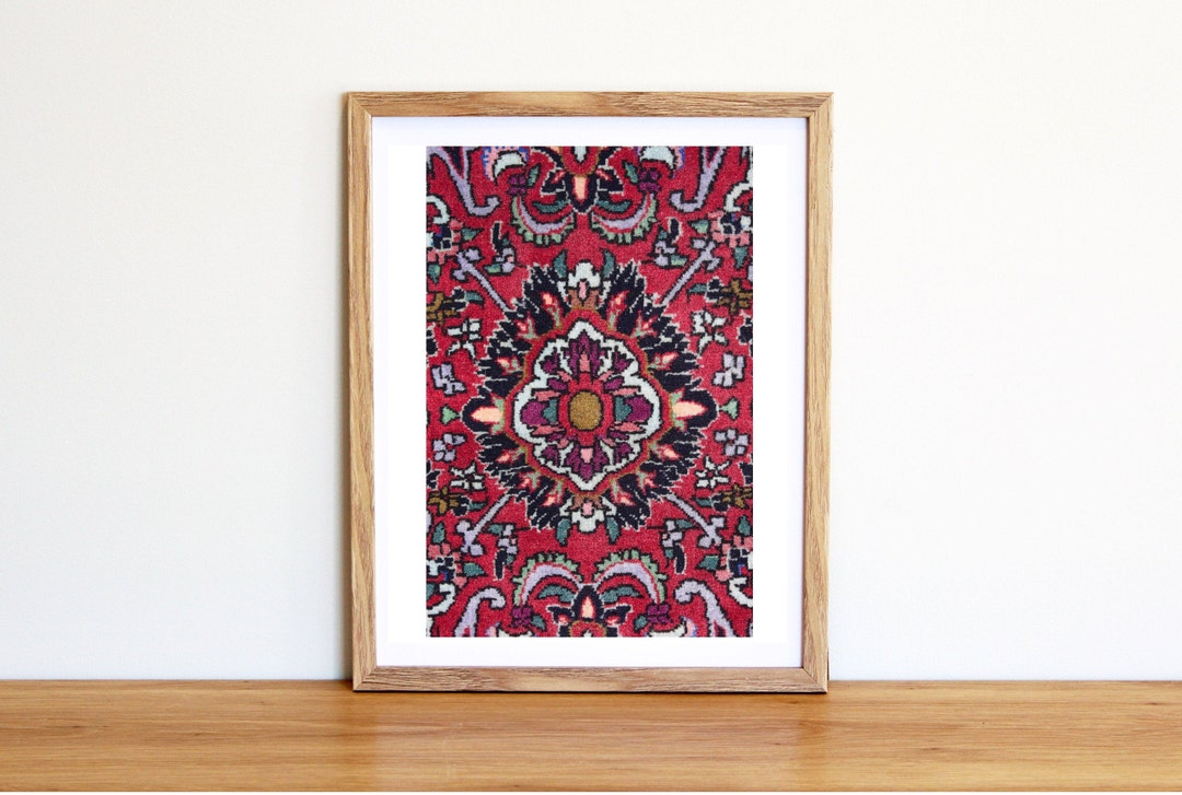 Printable Boho Wall Art Red Rug Download / Modern Abstract / Home Decor ...