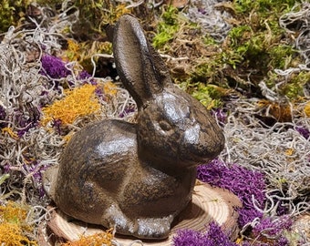 Brown Cast Iron Holiday Easter Rabbit Bunny Traditional Statue | Etsy