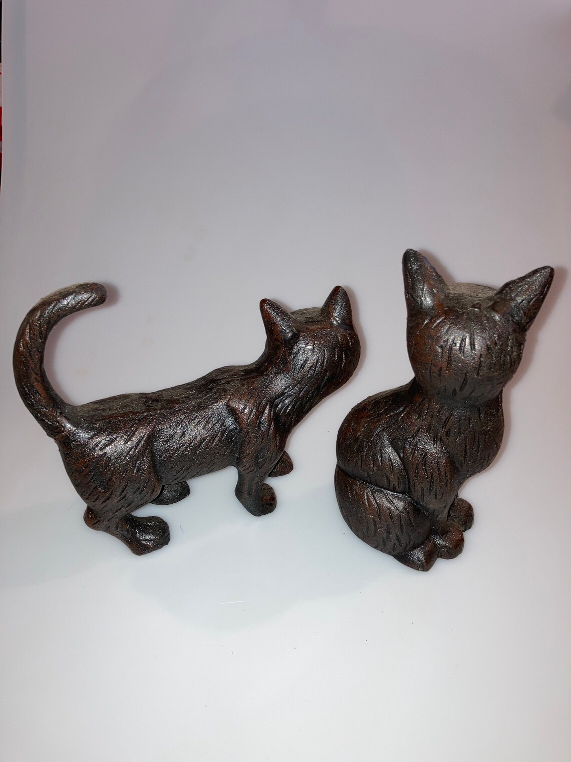 Cast iron sitting and standing cat statue figurine decor | Etsy