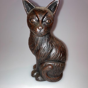 Cast Iron Sitting Cat Statue Figurine Decor - Etsy