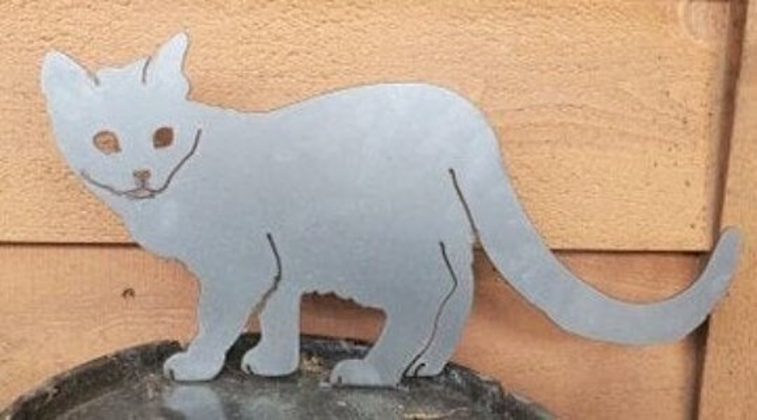 Cut Metal Stalking Cat | Metal Cat Decor | Crazy Cat Lady | Metal Fence ...
