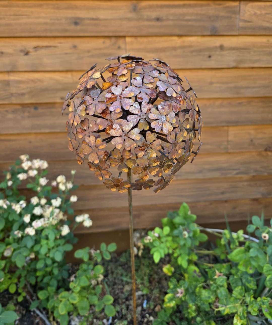 Iron Cut Metal Hydrangea Flower Plant Stake Garden Lawn Yard Outdoor ...