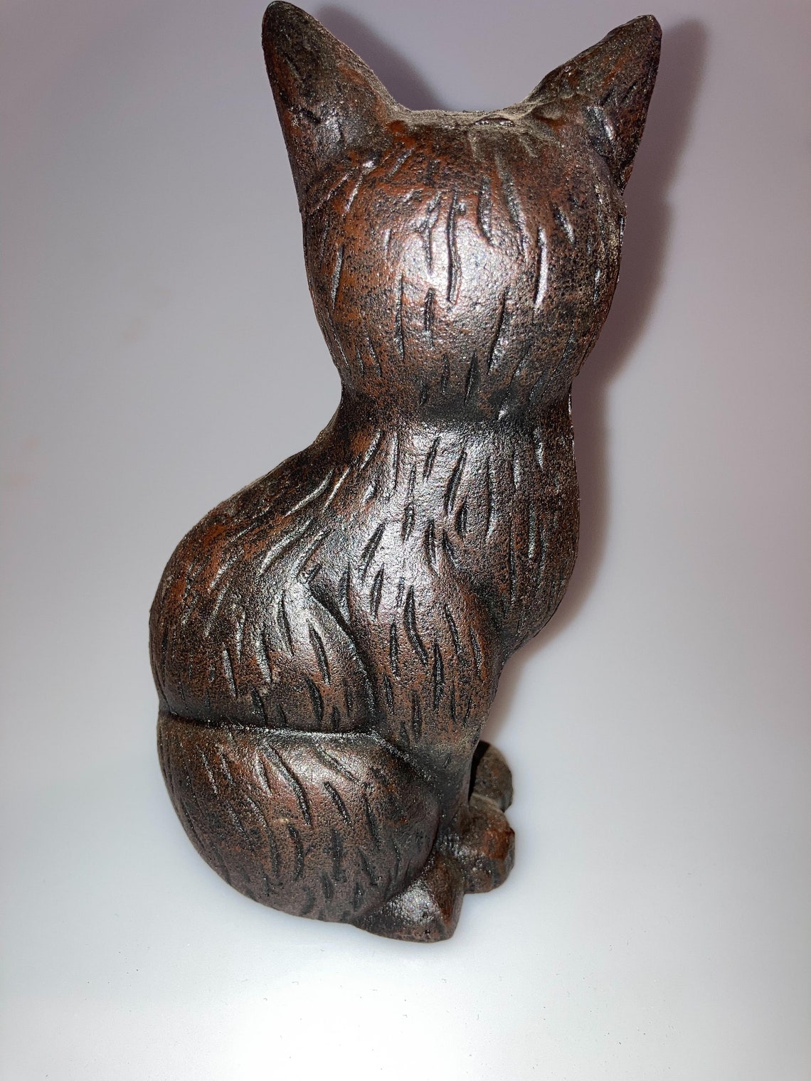 Cast Iron Sitting Cat Statue Figurine Decor - Etsy
