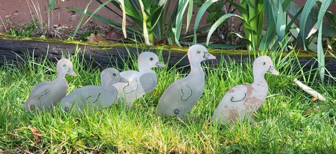 Metal Rusty Ducklings Baby Pekin Duck Garden Stake Lawn Outdoor Yard ...