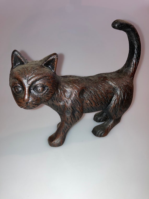 Cast iron standing cat statue figurine decor | Etsy