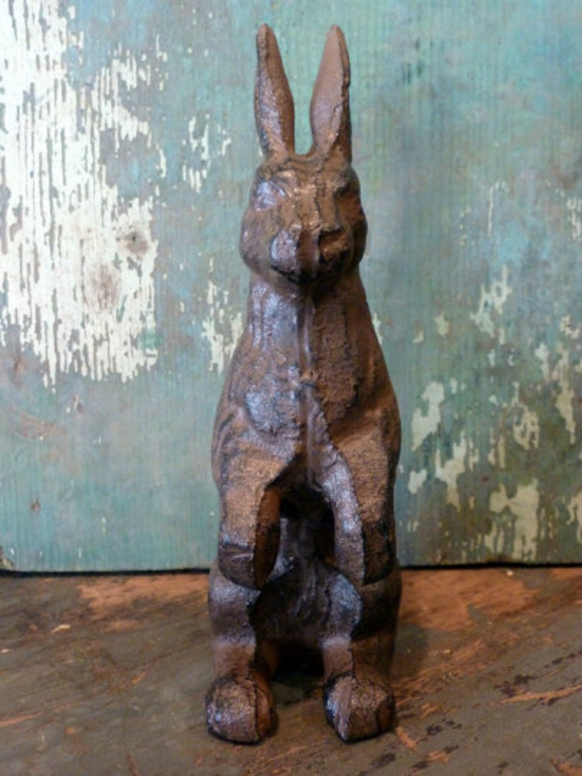 Brown Cast Iron Holiday Easter Rabbit Bunny Traditional Statue - Etsy