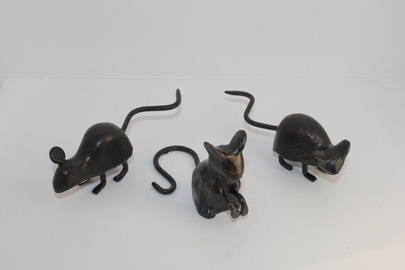 Cast Iron Metal Set/3 Mice Mouse Rodent Figurine Statue Home | Etsy