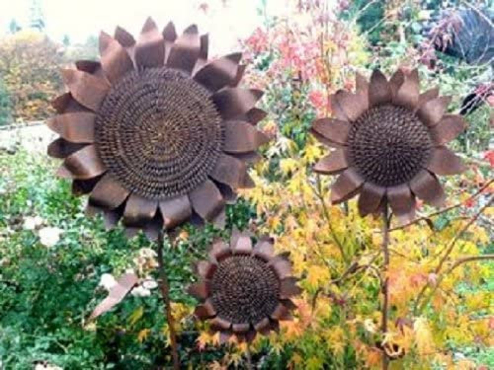 Set of 3 Metal Sunflower Stakes - Etsy