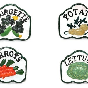 Cast Iron Paint Vegetable Garden Plant Marker Sign Set/12 Stake Yard ...