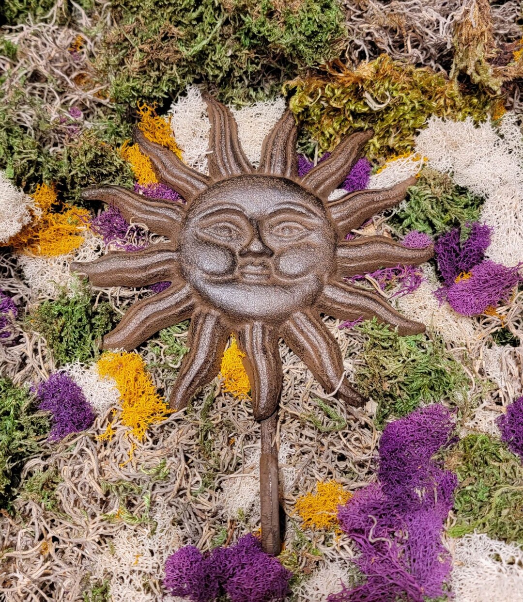 Cast Iron Sun Face Shining Coat Hat Towel Bath Garden Shed Wall Hook ...