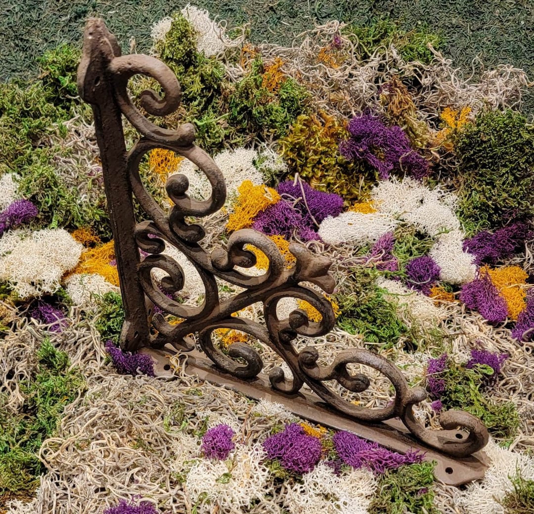 Cast Iron Set/2 Small Ornate Bracket Brace Home Wall Shelf Table Garden ...