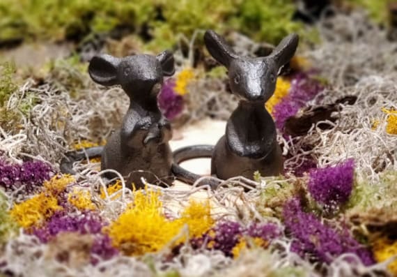 Cast Iron Metal Set/2 Mice Mouse Rodent Figurine Statue Home | Etsy