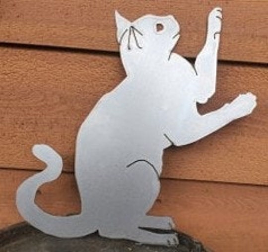 Cut Metal Playing Cat | Rusty Metal Cat Art | Crazy Cat Lady | Cat ...