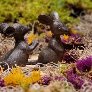 Cast Iron Metal Set/2 Mice Mouse Rodent Figurine Statue Home Garden ...