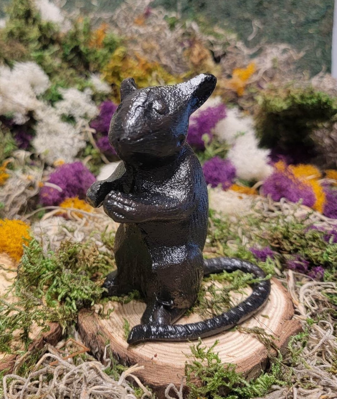 Cast Iron Metal Standing Rat- Mouse Rodent Figurine Statue Home Garden ...