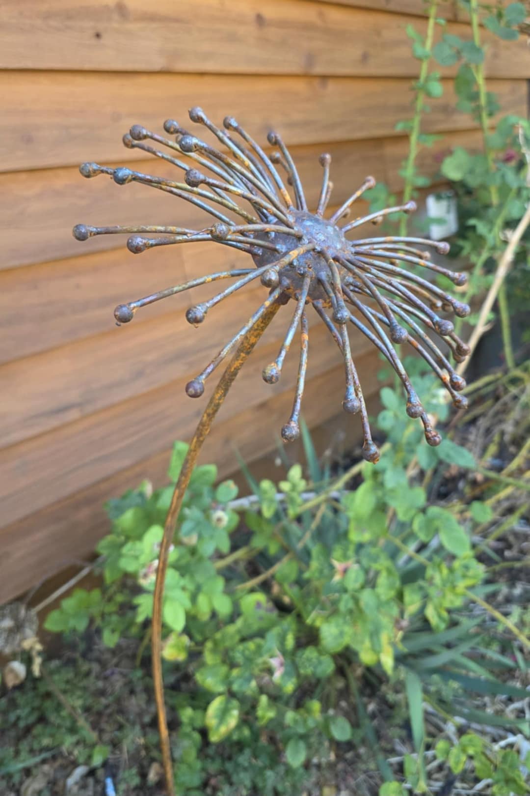 Iron Cut Metal Allium Flower Plant Stake Garden Lawn Yard Outdoor ...