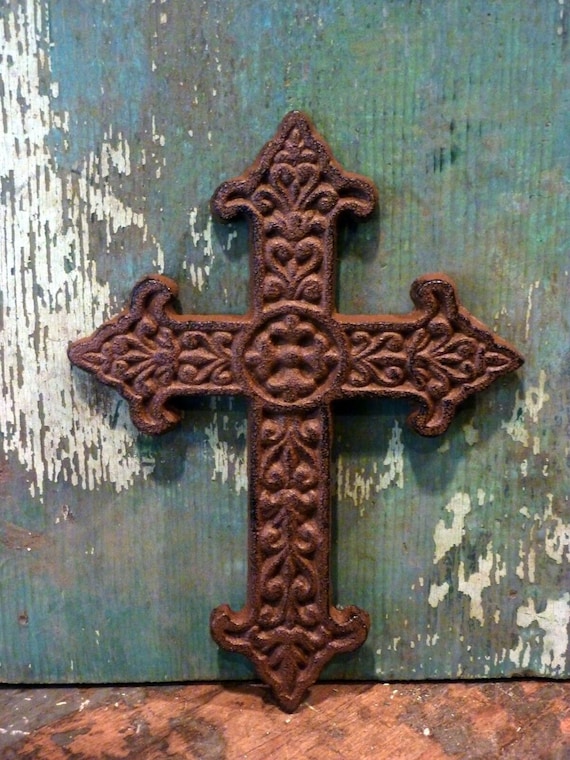 Brown Cast Iron French Country Cross Home Garden Memorial - Etsy