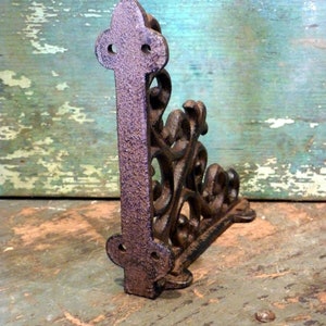 Cast Iron Set/2 Small Ornate Bracket Brace Home Wall Shelf Table Garden ...