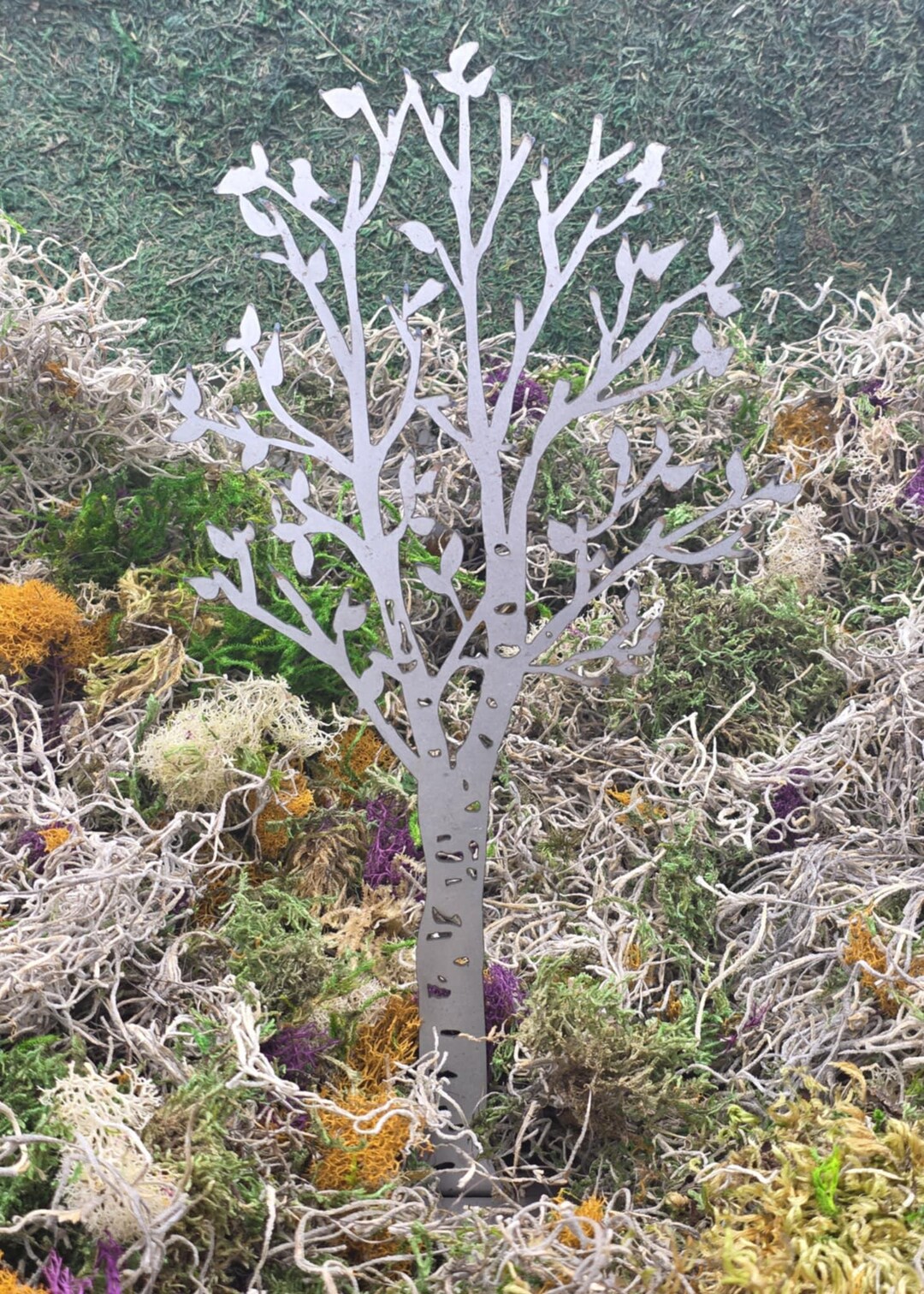 Cut Metal Table Top Birch Tree With Birds Tree's Garden Home Yard ...